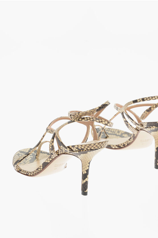 Francesco Russo Python Effect Leather Thong Ankle-Strap Sandals Heel ...