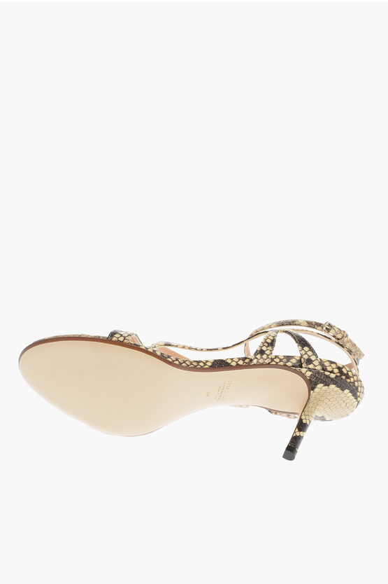 Francesco Russo Python Effect Leather Thong Ankle-Strap Sandals Heel ...
