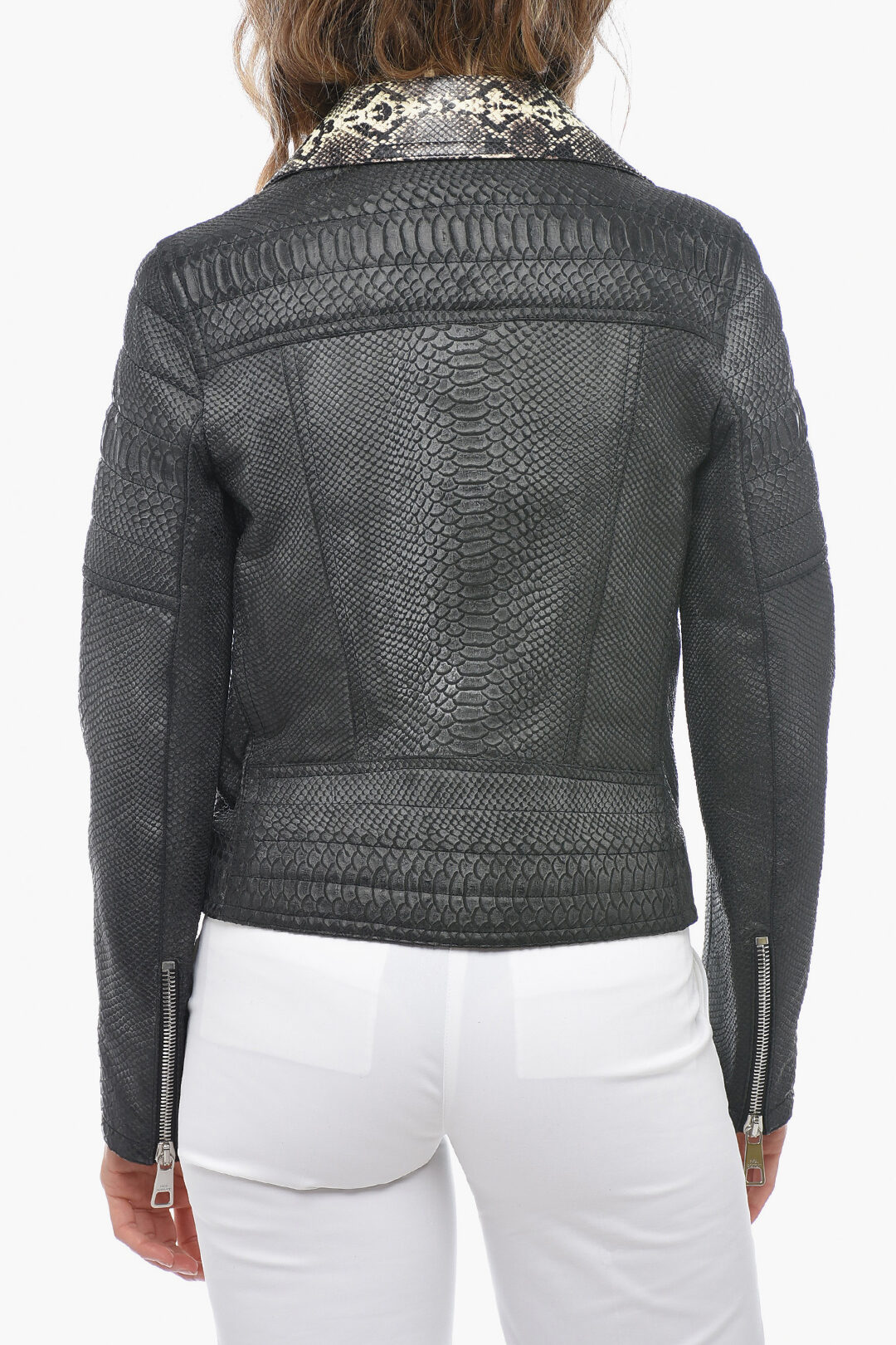 Neil Barrett Python Leather Biker Jacket with Front Zip women - Glamood ...