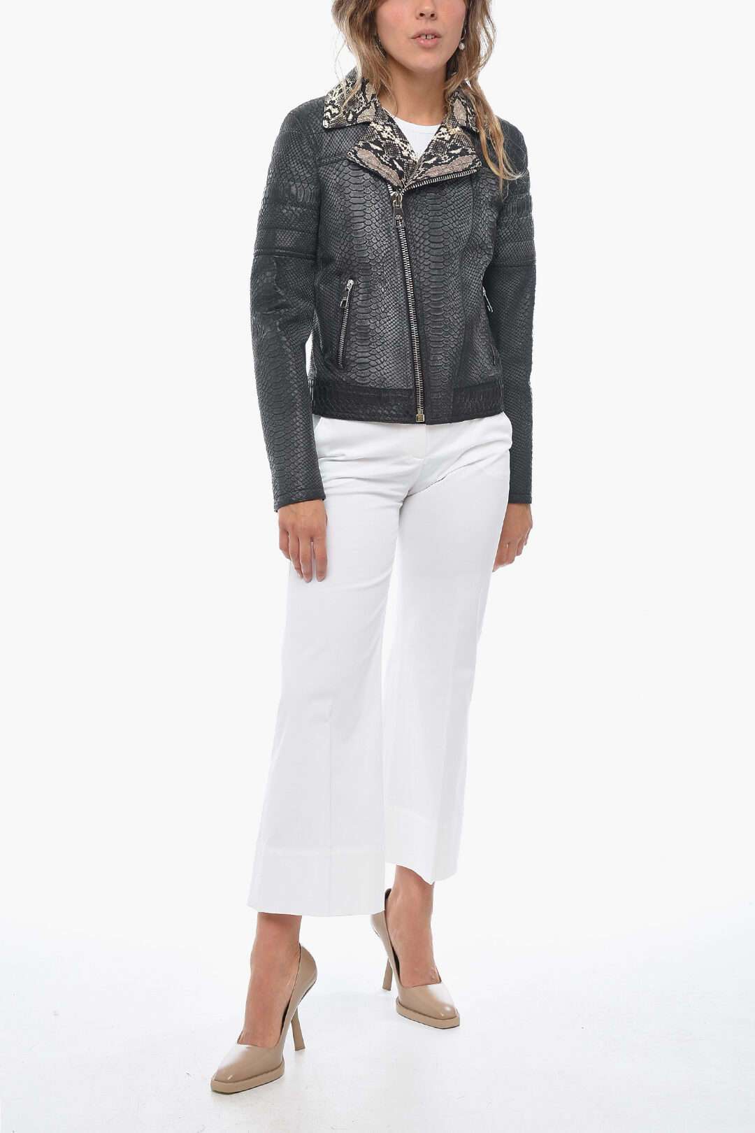Neil Barrett Python Leather Biker Jacket with Front Zip women - Glamood ...