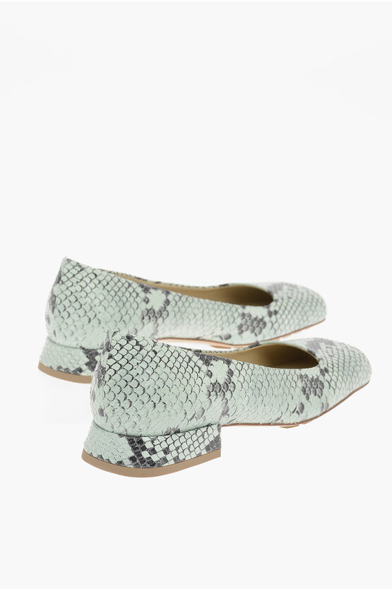 Bottega Veneta Python-printed TOWER Ballerina Flats with Squared-toe ...