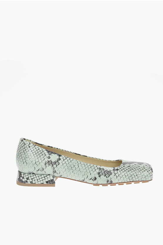 Bottega Veneta Python-printed TOWER Ballerina Flats with Squared-toe ...