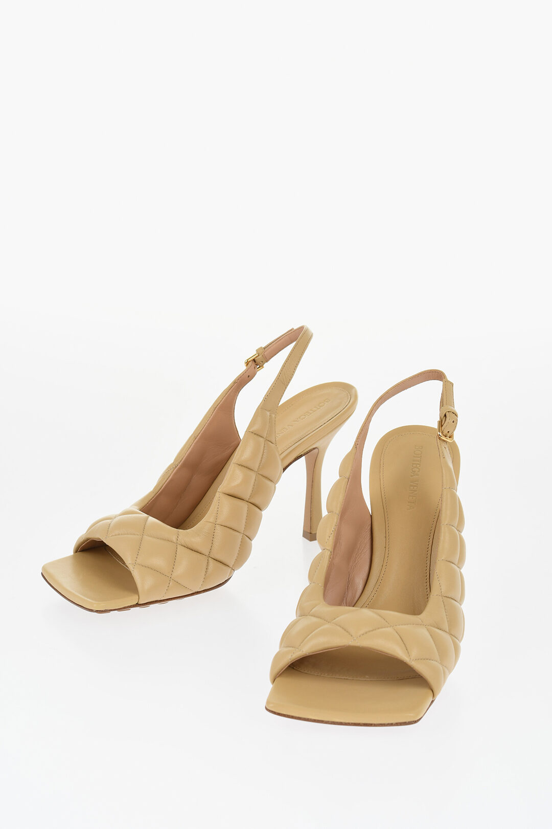 Bottega Veneta Quilted Leather Slingback Sandals with Squared Toe 11cm ...