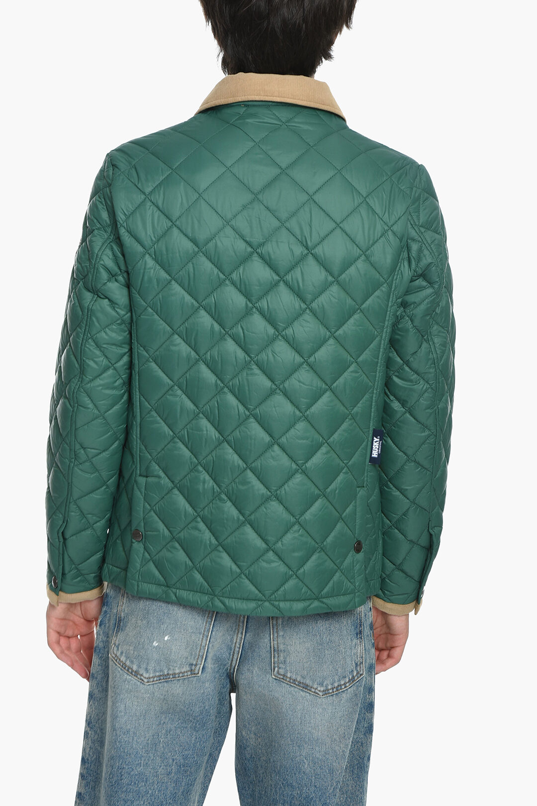 Husky Quilted Nylon Jacket with Velvet Details men - Glamood Outlet