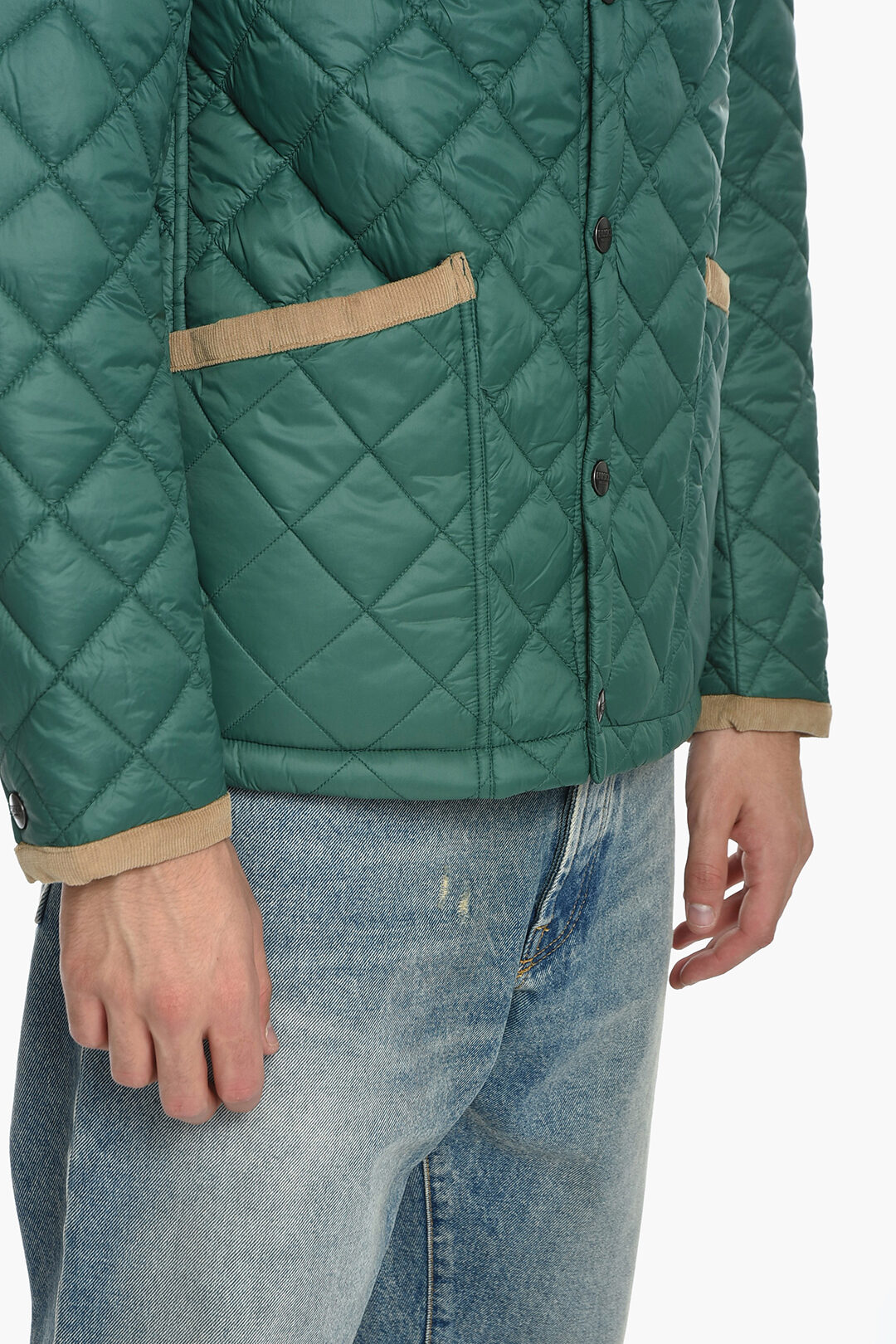 Husky Quilted Nylon Jacket with Velvet Details men - Glamood Outlet