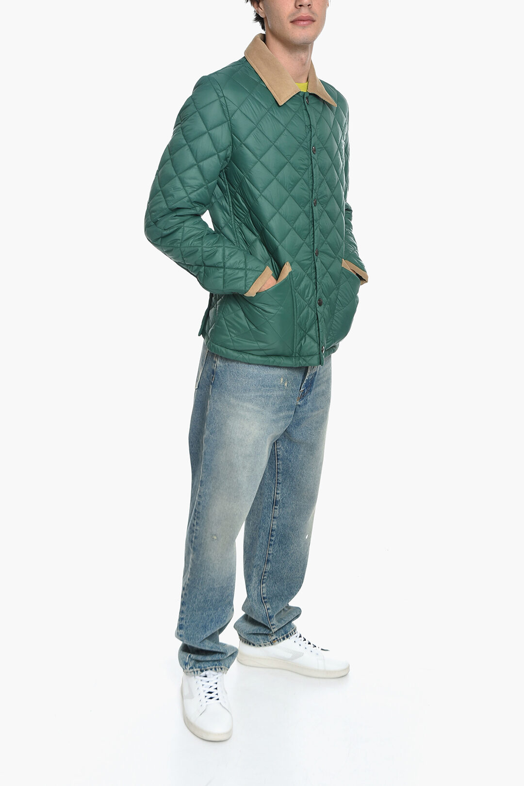 Husky Quilted Nylon Jacket with Velvet Details men - Glamood Outlet