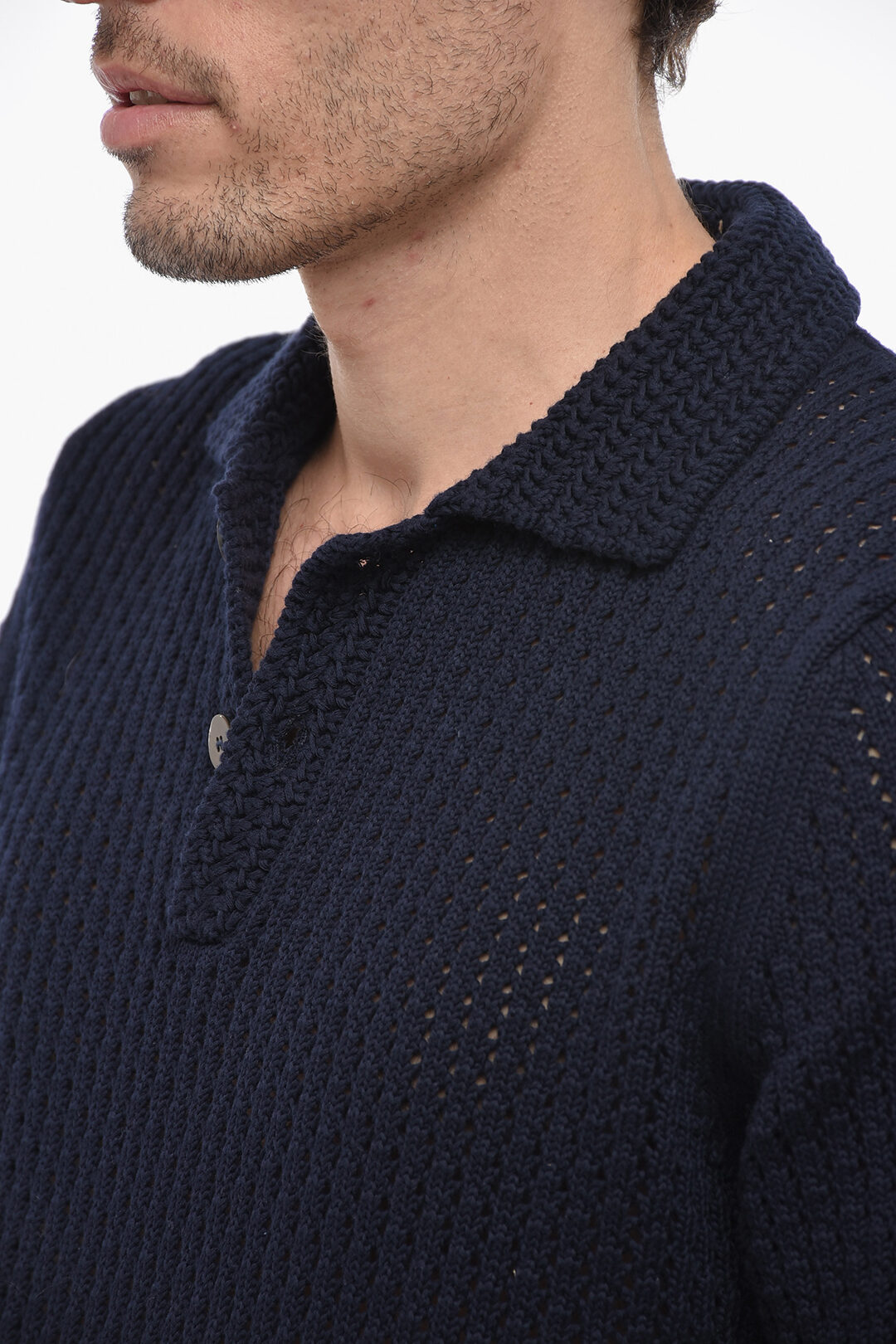 Ballantyne RAW DIAMOND Polo Collar Openwork Sweater men - Glamood Outlet