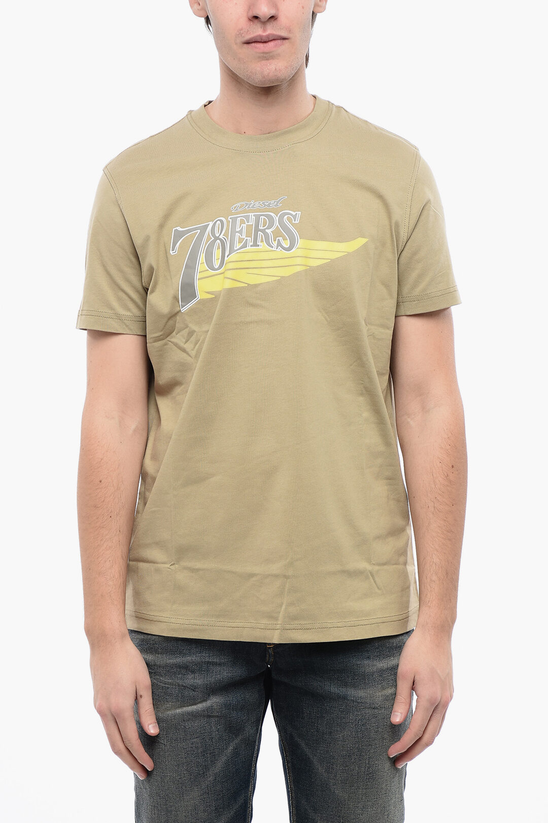 Diesel RED TAD Cotton T-DIEGOR-K75 Crew-neck T-shirt with Contrast Print men - Glamood Outlet