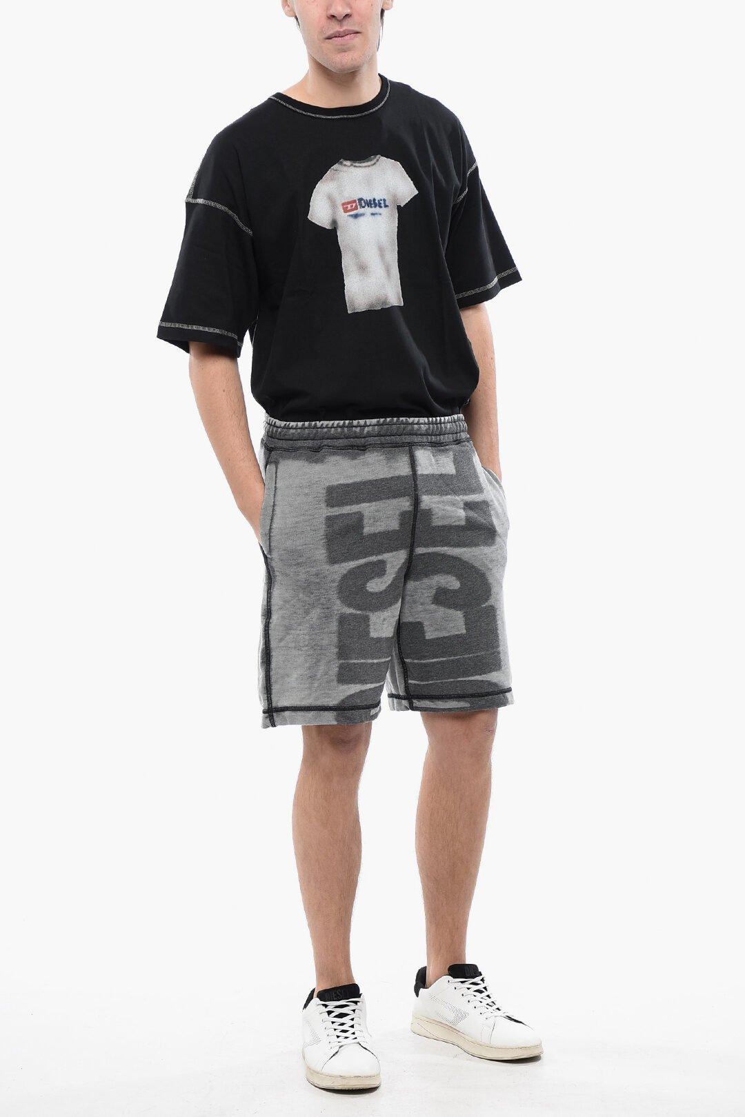 Diesel RED TAG Burn-Out Effect P-ROWN Shorts men - Glamood Outlet