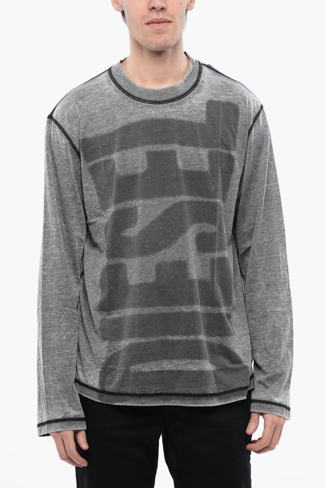 Diesel RED TAG Burn-Out Wash Long Sleeved T-CRANE-LS-L1 Crew-neck T ...