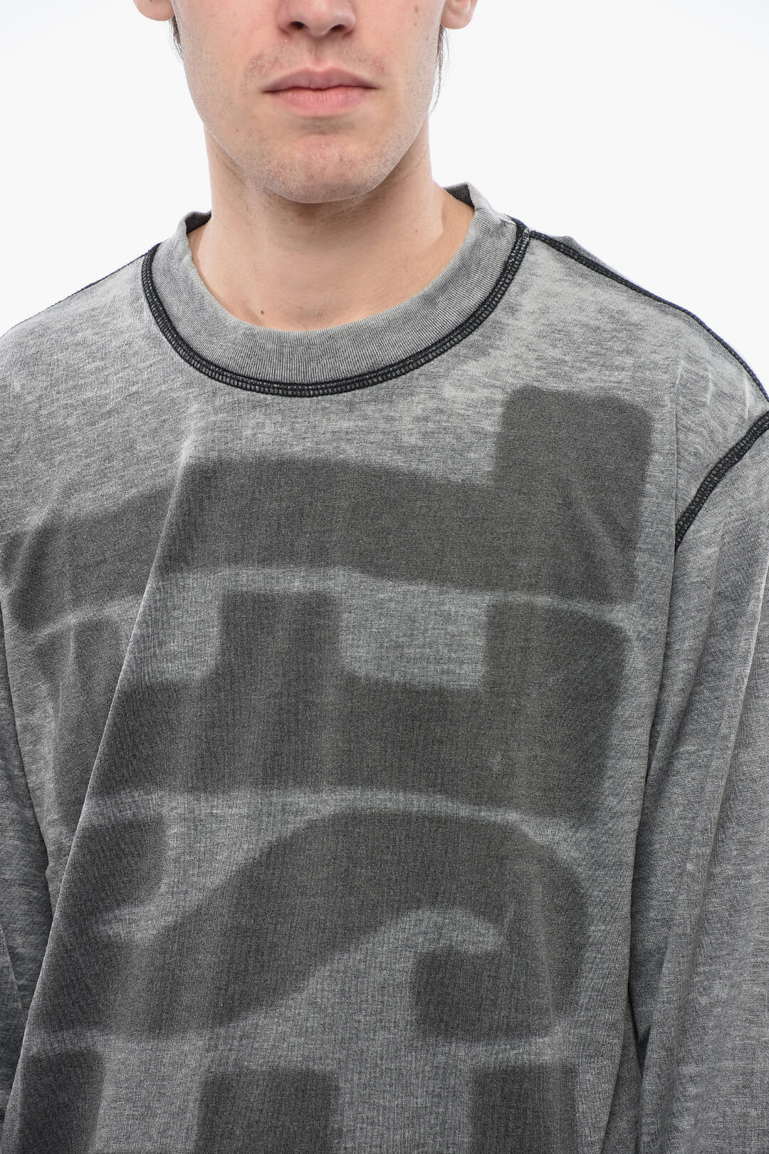 Diesel RED TAG Burn-Out Wash Long Sleeved T-CRANE-LS-L1 Crew-neck T ...