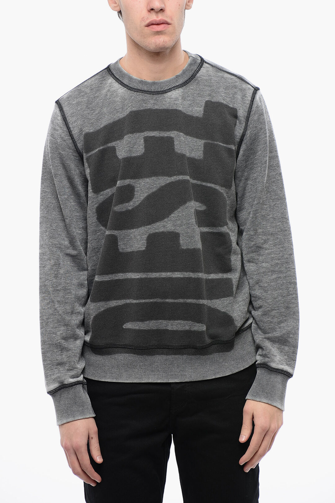 Diesel RED TAG Burn-Out Wash S-GINN-L1 Crew-neck Sweatshirt men ...