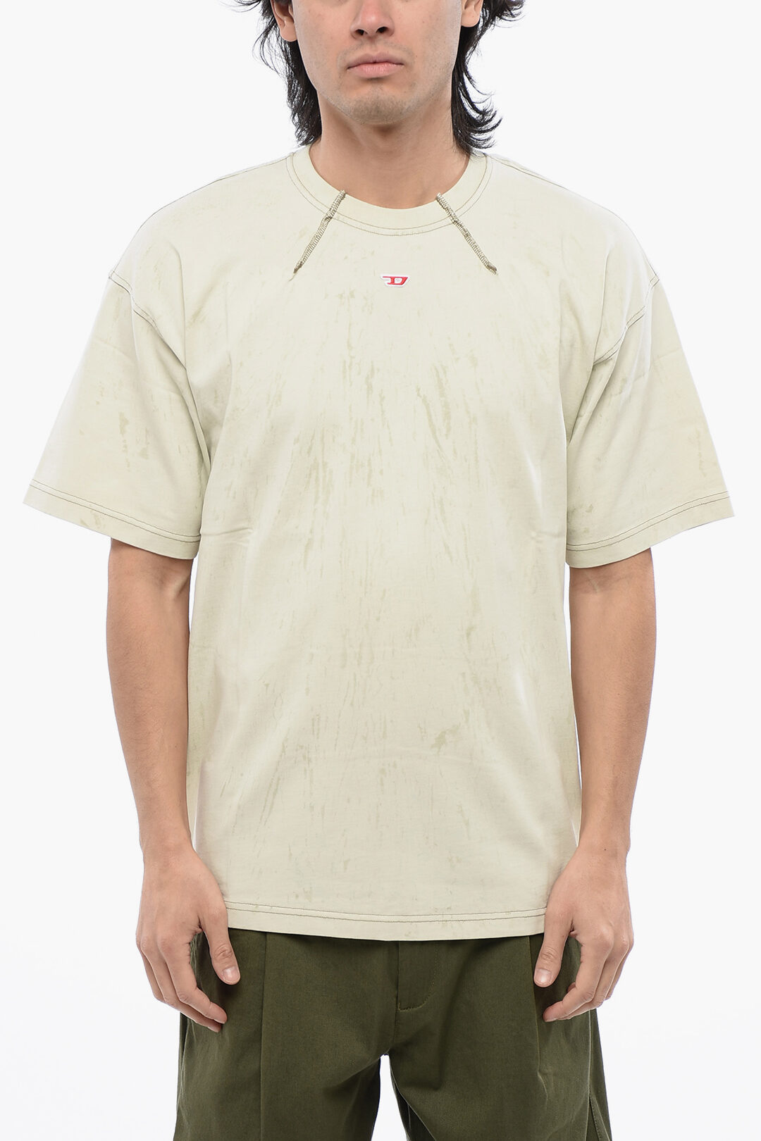 Diesel RED TAG Plaster Effect T-COS Crew-neck T-Shirt with Visible ...