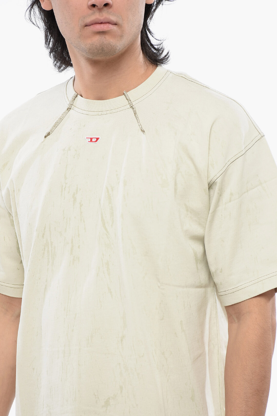 Diesel RED TAG Plaster Effect T-COS Crew-neck T-Shirt with Visible ...