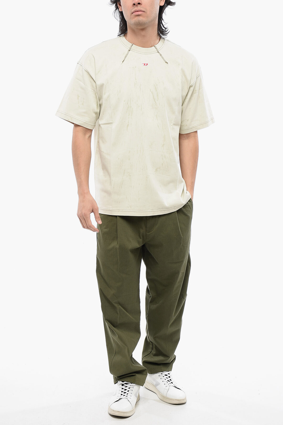 Diesel RED TAG Plaster Effect T-COS Crew-neck T-Shirt with Visible ...