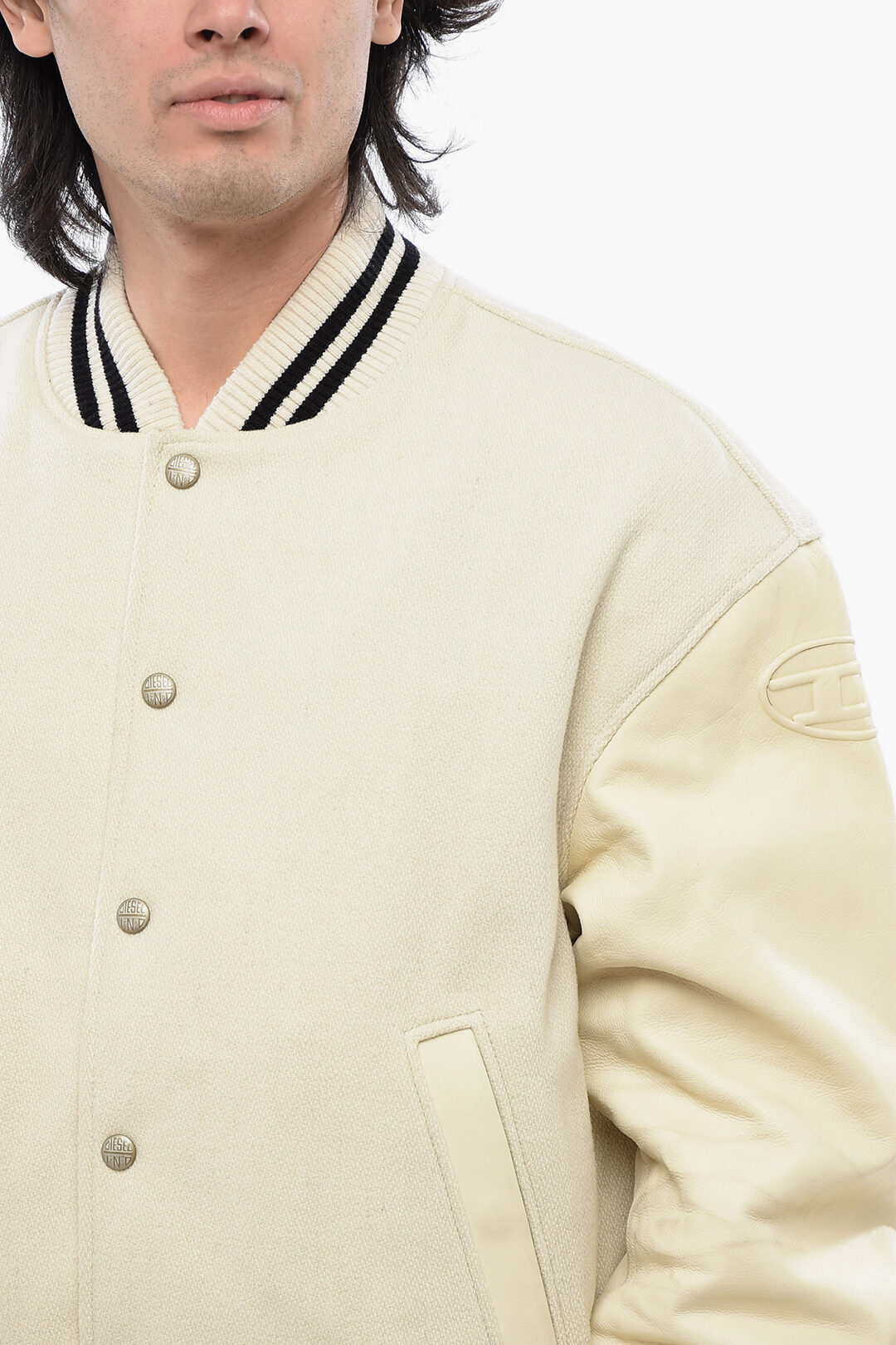 Diesel RED TAG Regular Fit L-FRANZ Bomber Jacket with Leather Sleeves ...