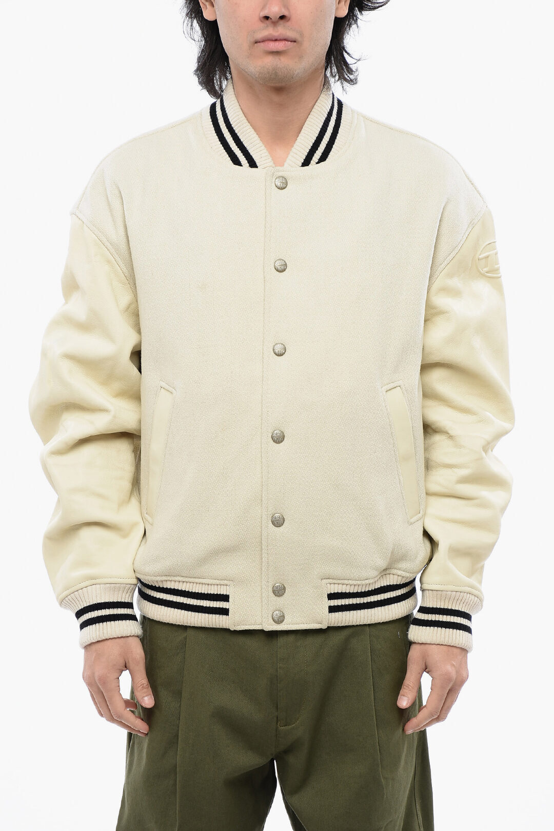 Diesel RED TAG Regular Fit L-FRANZ Bomber Jacket with Leather Sleeves ...