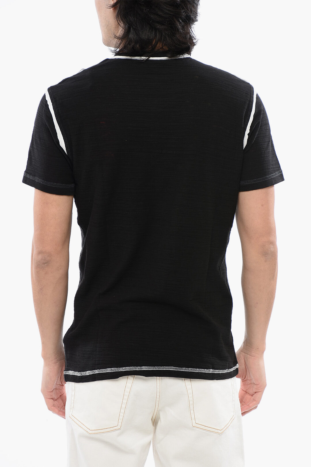 Diesel RED TAG Slub Cotton T-DIEGOR-V-RAW T-Shirt with Cracked Effect Print men - Glamood Outlet