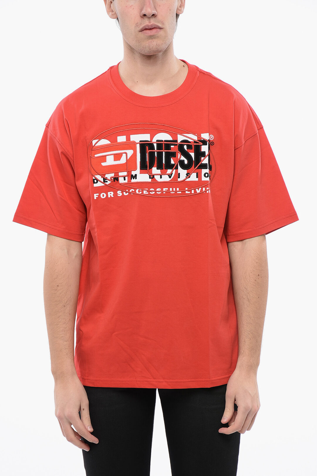 Diesel RED TAG Solid Color T-BOXT Crew-neck T-Shirt with Embroidered ...