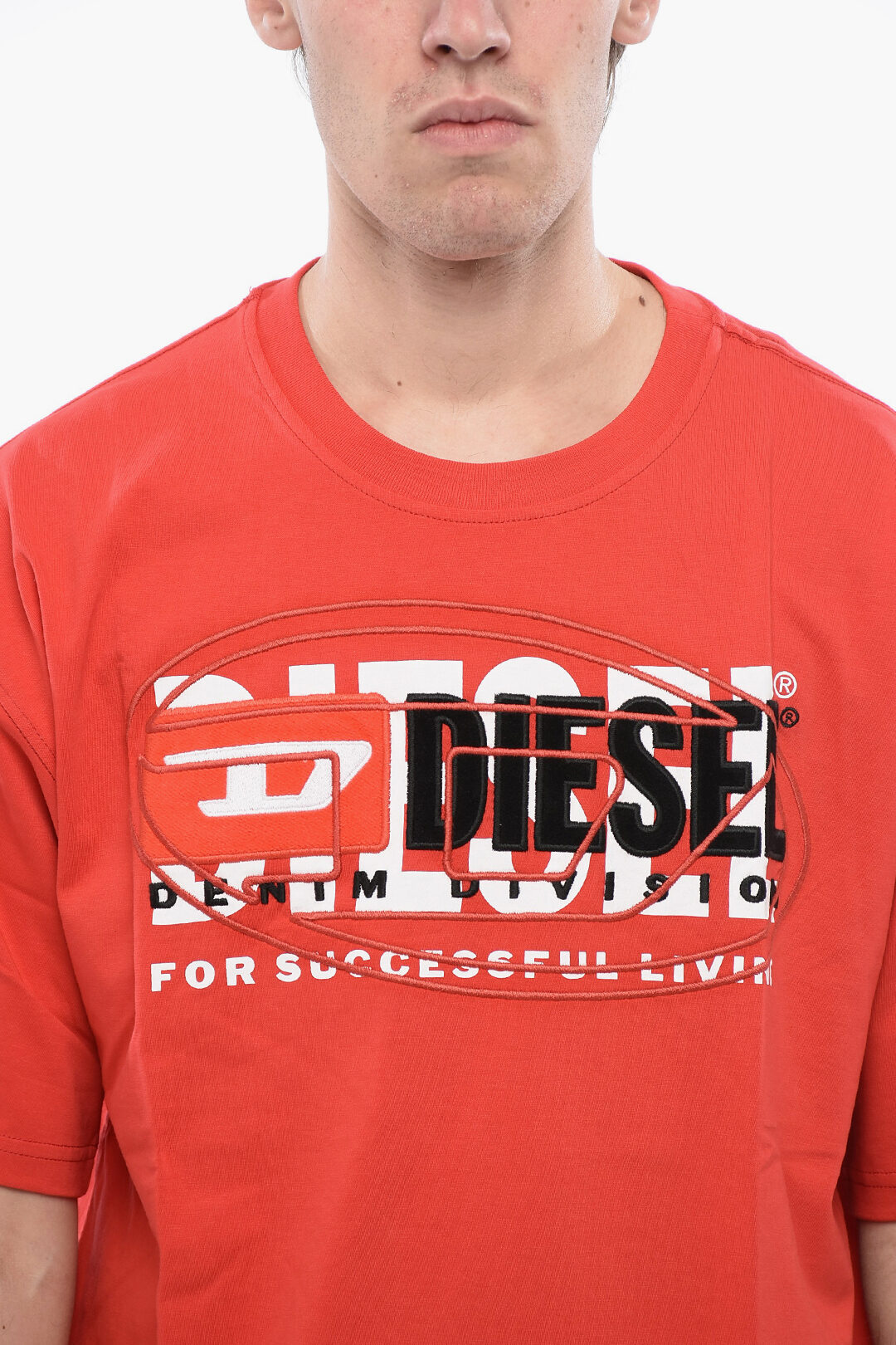 Diesel RED TAG Solid Color T-BOXT Crew-neck T-Shirt with Embroidered ...