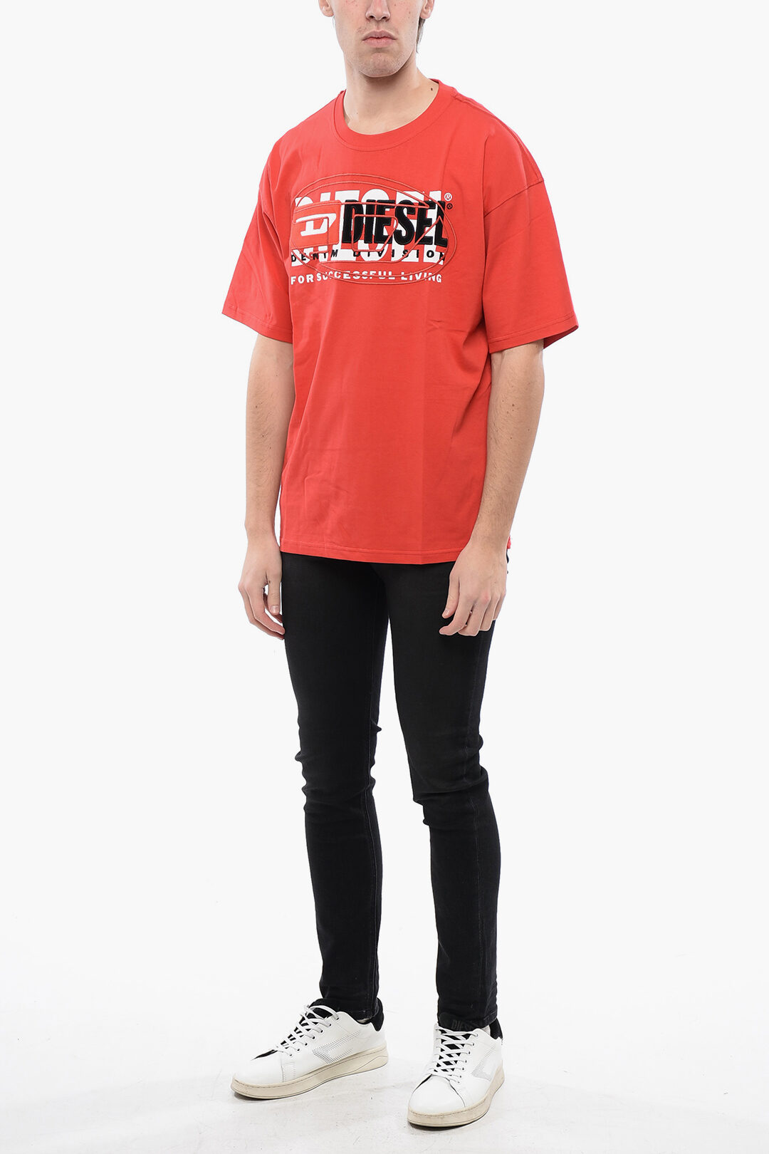 Diesel RED TAG Solid Color T-BOXT Crew-neck T-Shirt with Embroidered ...