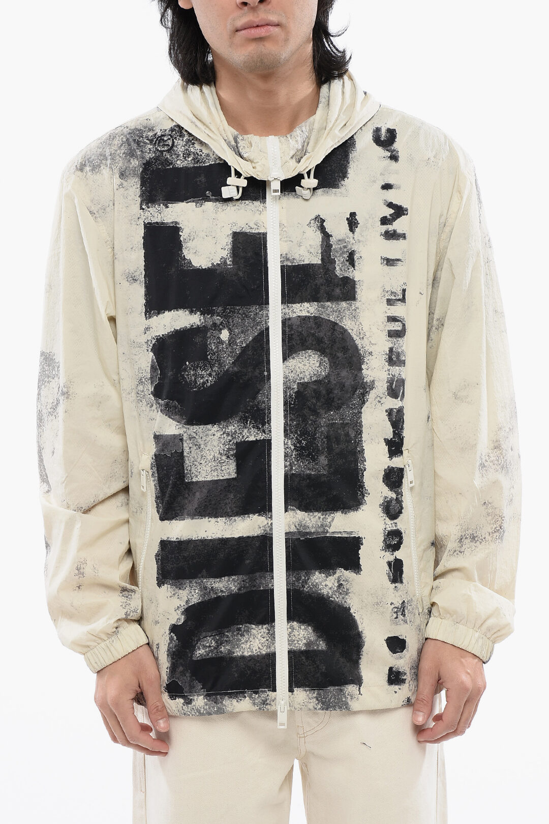 Diesel RED TAG Watercolor Effect Nylon J-WARRETT Windbreaker Jacket men - Glamood Outlet