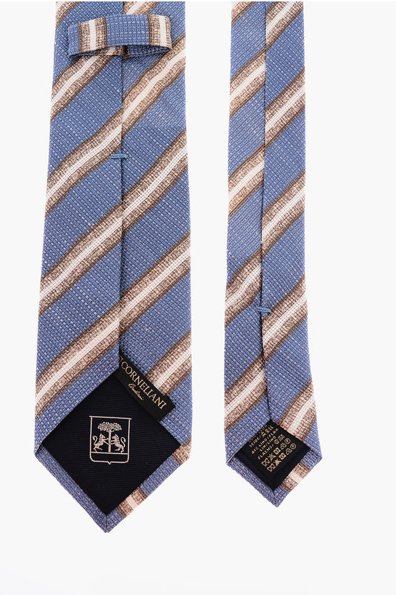 Corneliani Regimental Striped Silkand Linen Kipper Tie men - Glamood Outlet
