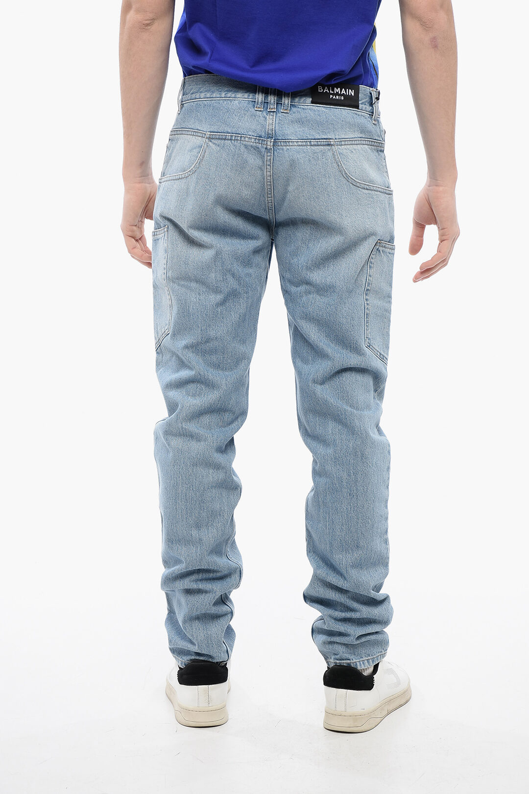Balmain Regular Fit Light Washed Cargo Denims 18cm men - Glamood Outlet