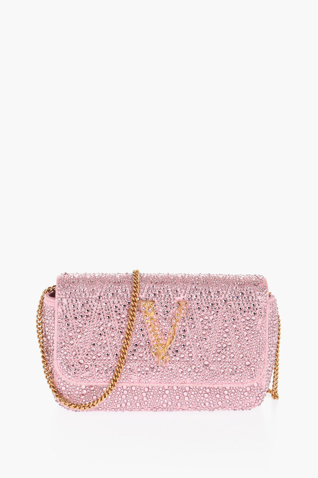 Versace Rhinestone Shoulder Bag with Golden-Effect Monogram women ...