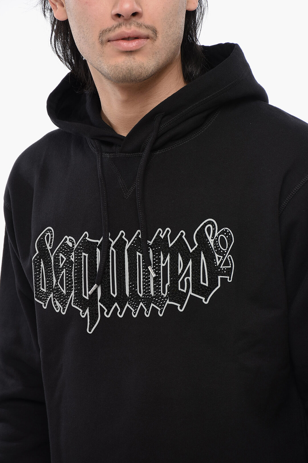 Dsquared2 Rhinestoned Logo GOTHIC Hoodie men - Glamood Outlet