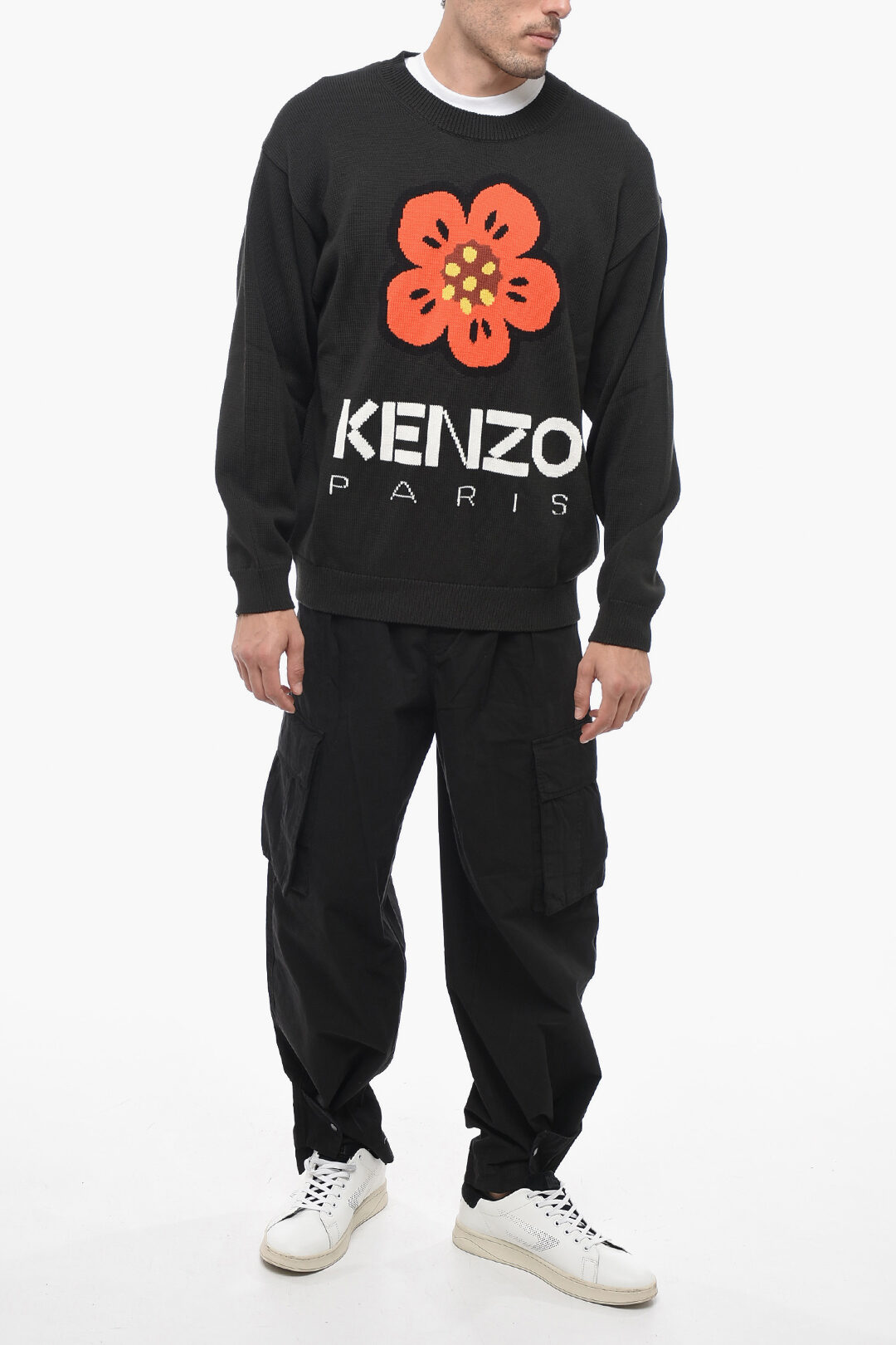 Kenzo Ribbed Cotton BOKE FLOWER Sweater men - Glamood Outlet Kenzo Ribbed Cotton BOKE FLOWER Sweater men - Glamood Outlet