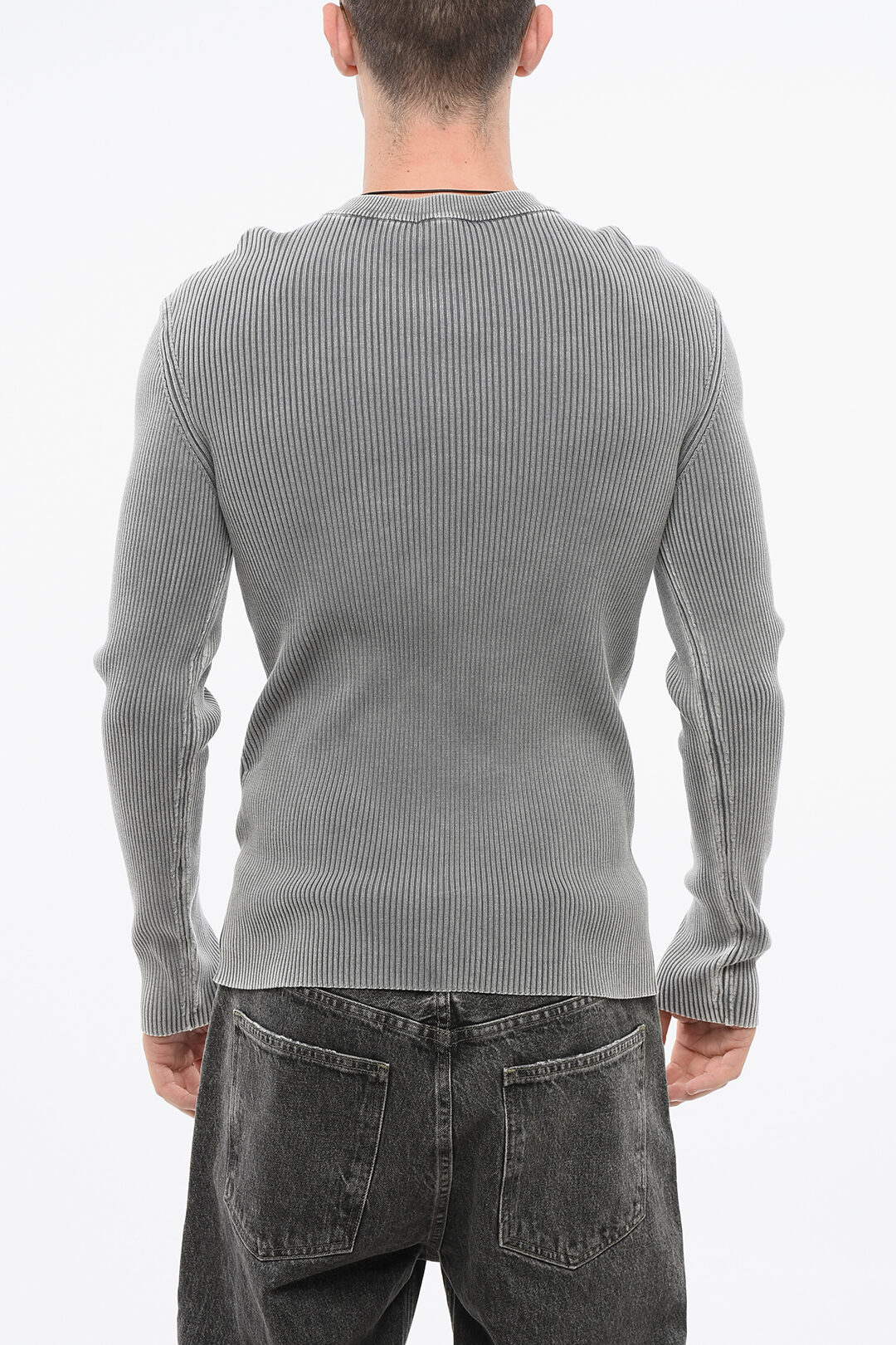 Diesel Ribbed Crew-neck Sweater with Cut-Out Detail men - Glamood Outlet