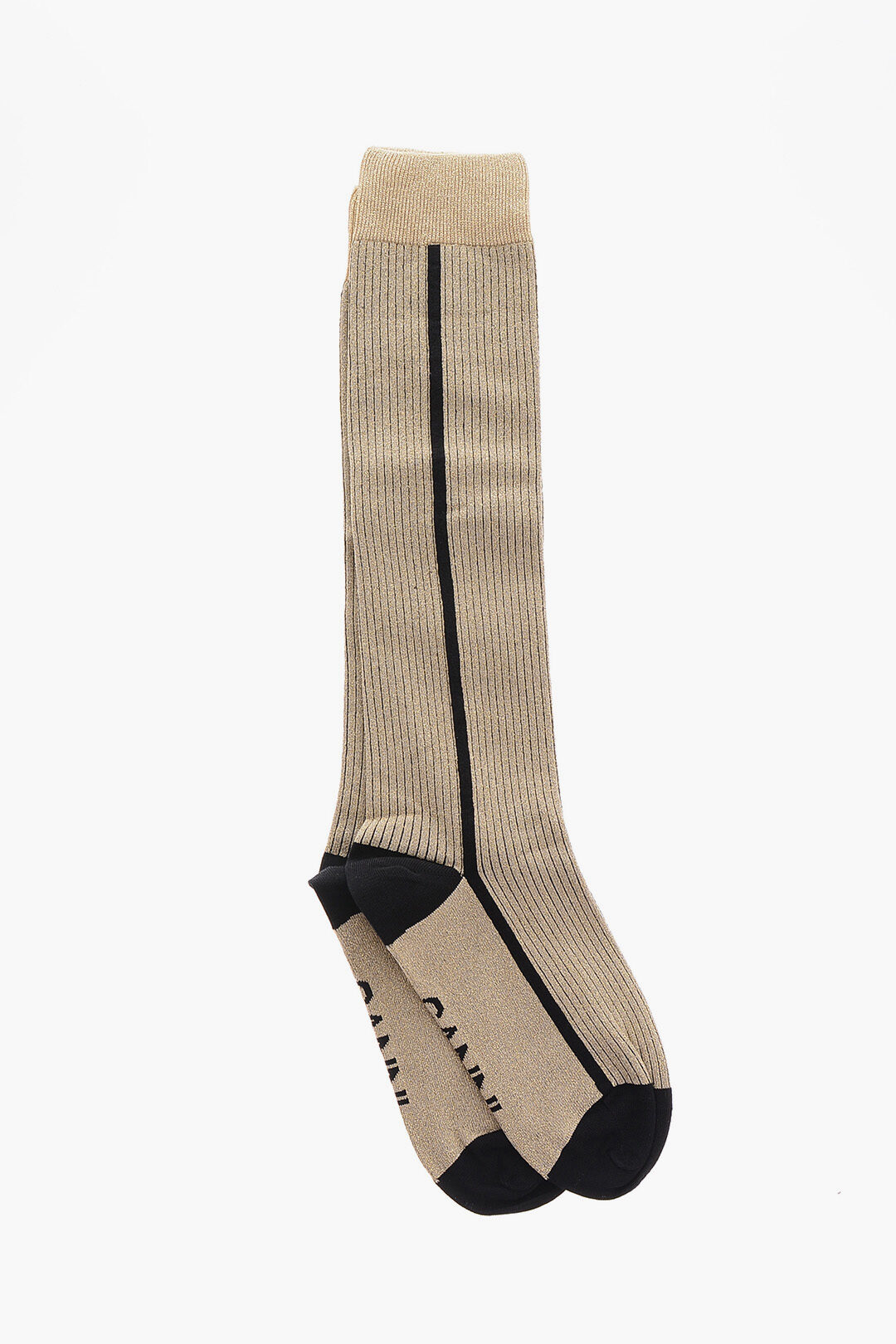 Ganni Ribbed Lurex Long Socks women - Glamood Outlet