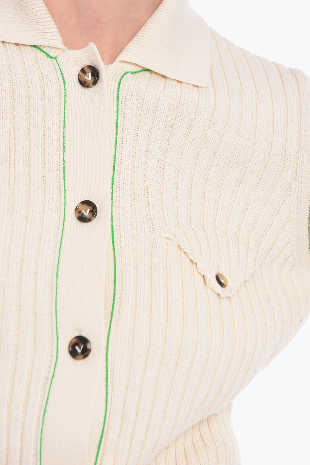 Bottega Veneta Ribbed MILITARY Cardigan with Breast-pocket women ...