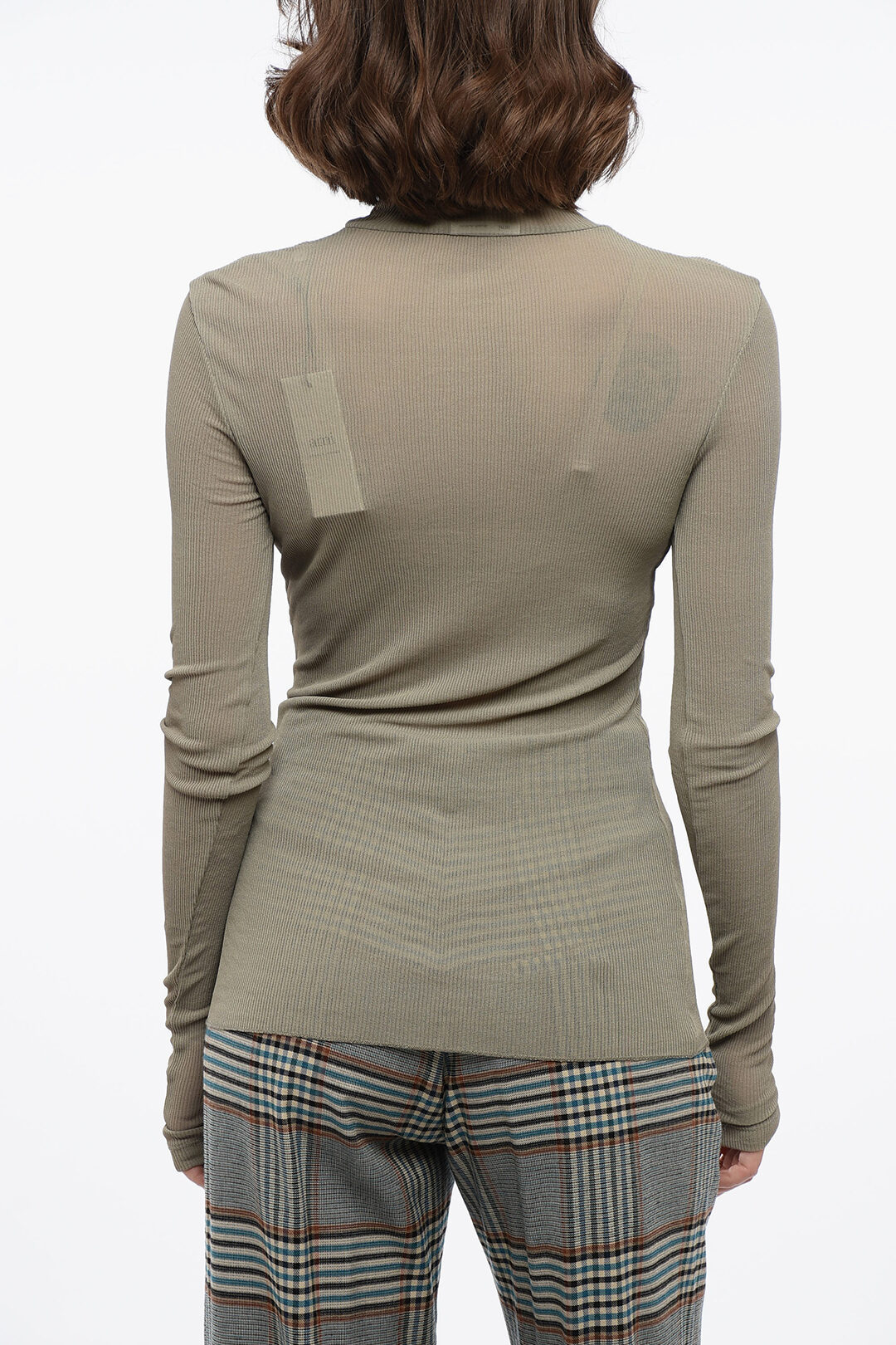 Ami Alexandre Mattiussi Ribbed Sheer Effect Top with Turtleneck women ...