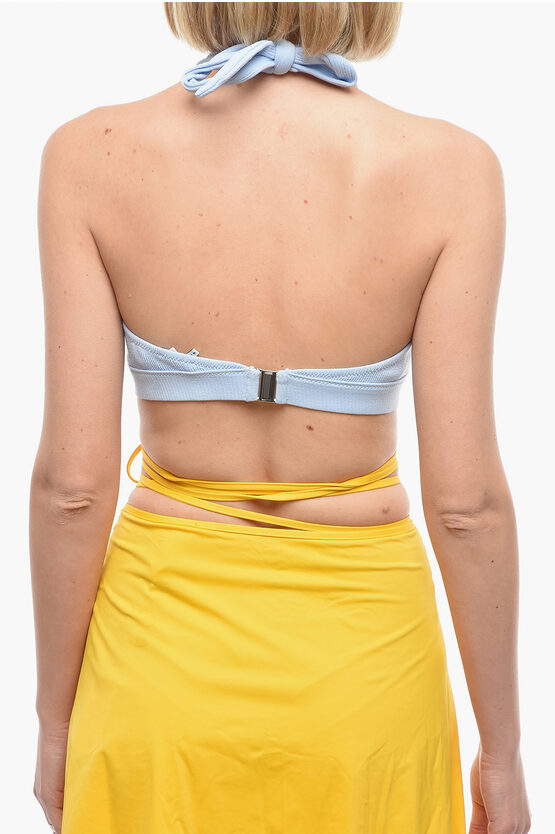 Ganni Ribbed Texture Bikini Swimsuit with Ties at the Neck women ...