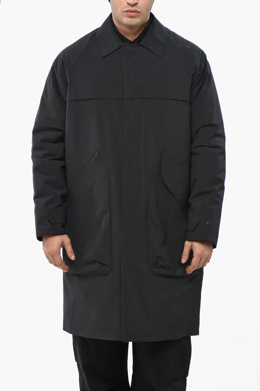 Adhoconcept Rip-Stop Check Trench with Hidden Buttoning men - Glamood ...