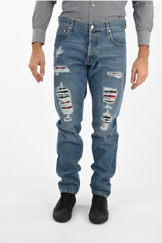 Alexander McQueen ripped Low-rise waist jeans men - Glamood Outlet