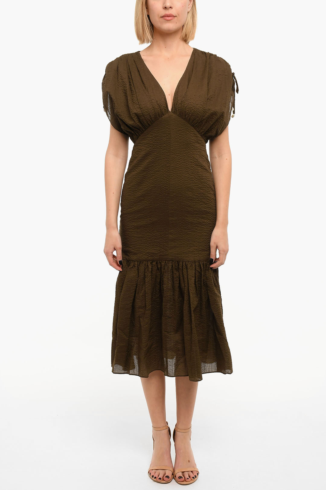 Marysia Ruffled Midi Dress with V-neckline women - Glamood Outlet