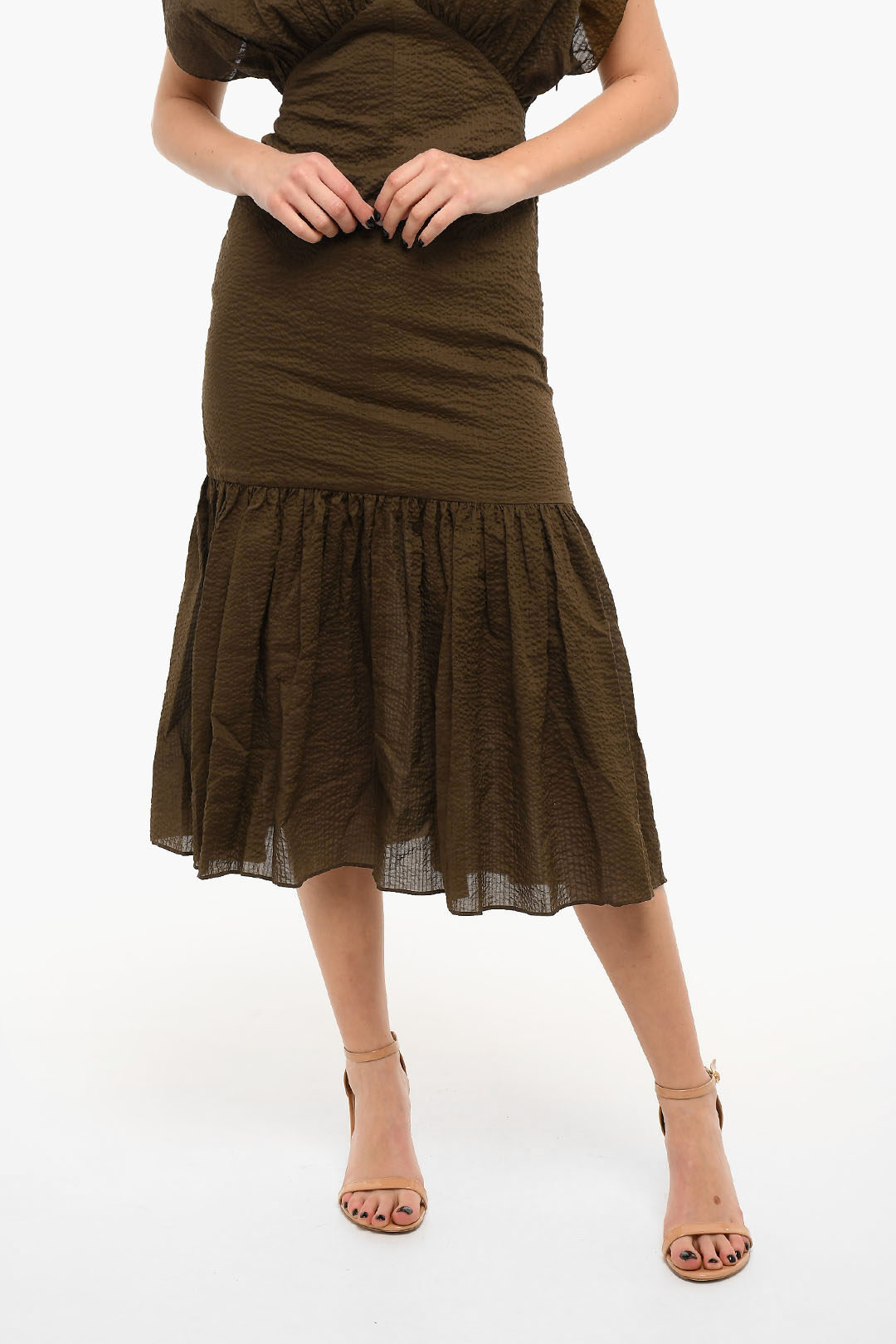 Marysia Ruffled Midi Dress with V-neckline women - Glamood Outlet