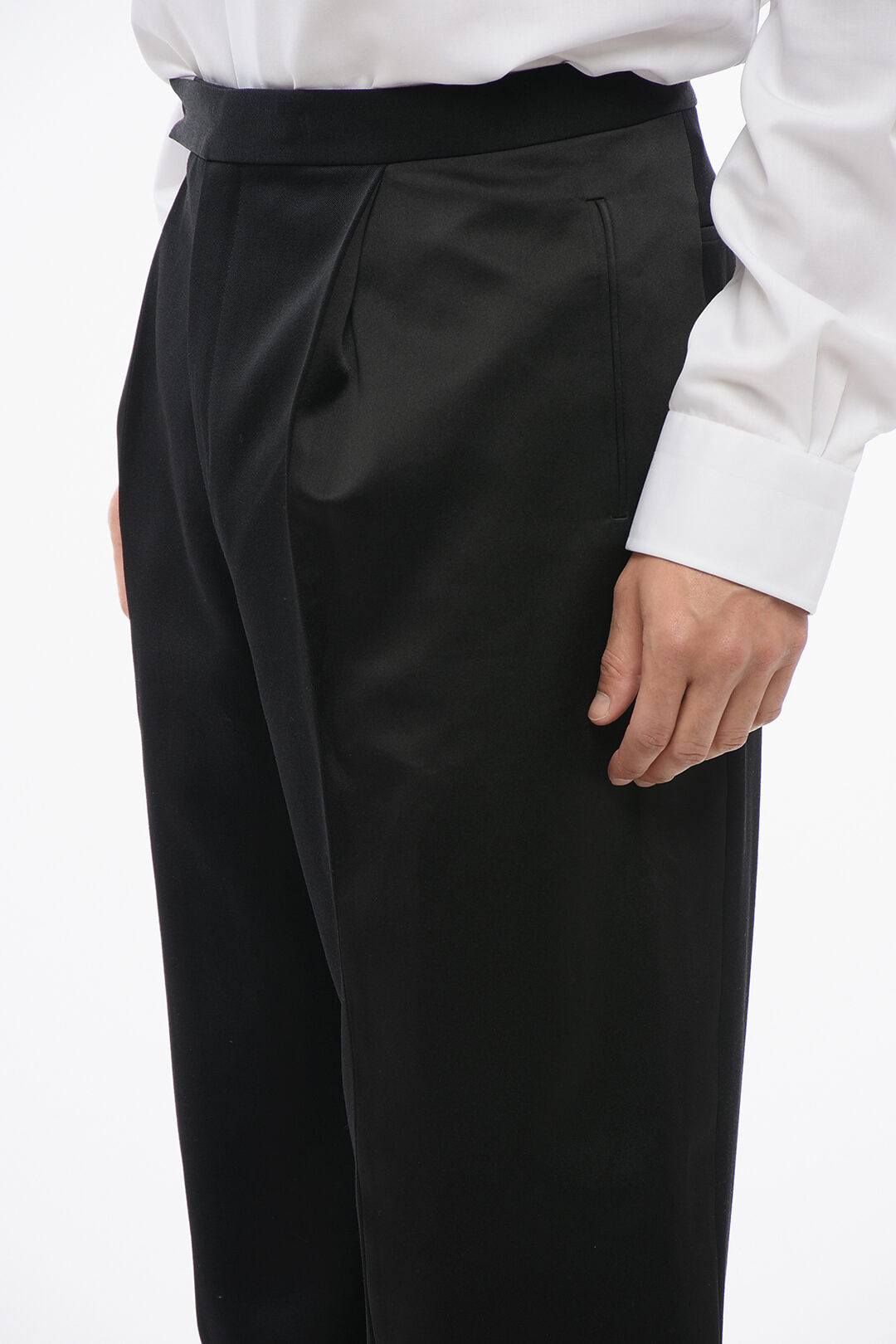 Saint Laurent Satin and Wool Pants with Hidden Closure men - Glamood Outlet