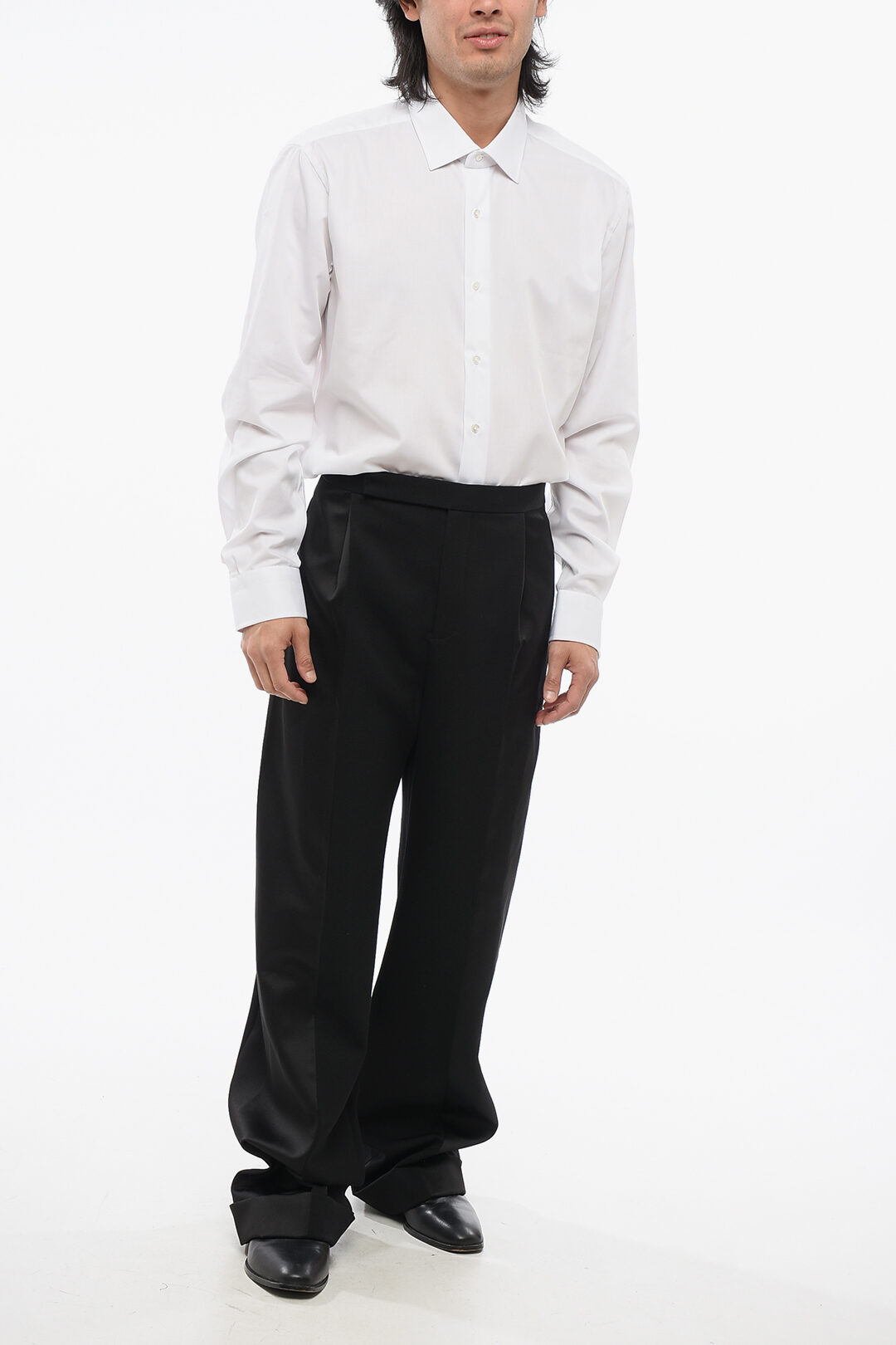 Saint Laurent Satin and Wool Pants with Hidden Closure men - Glamood Outlet