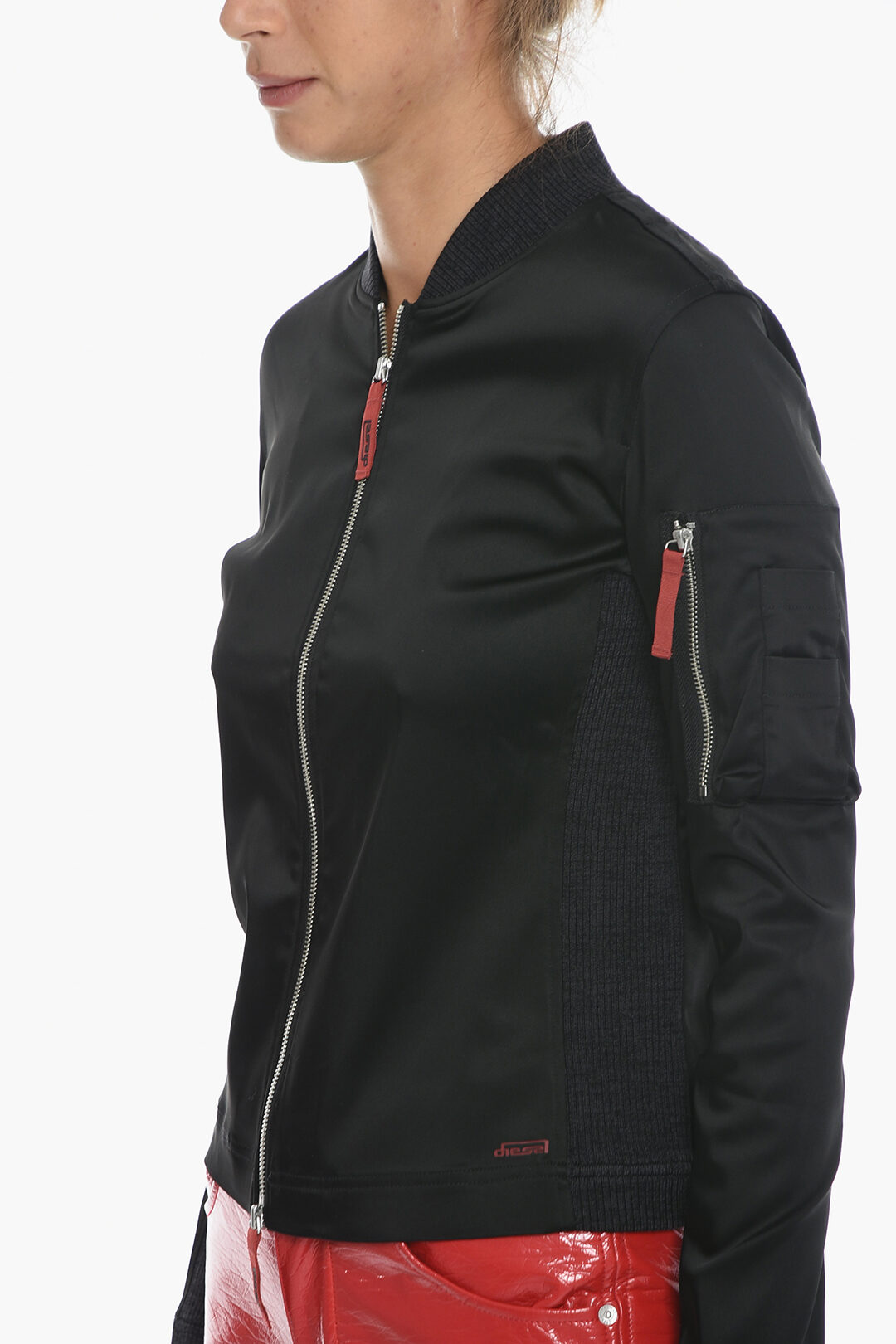Diesel Satin T-OPUNTIA Bomber Jacket with Contrasting Details and ...