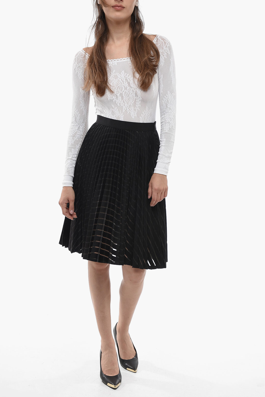 Neil Barrett See-Through Design Pleated Midi Skirt damen - Glamood Outlet