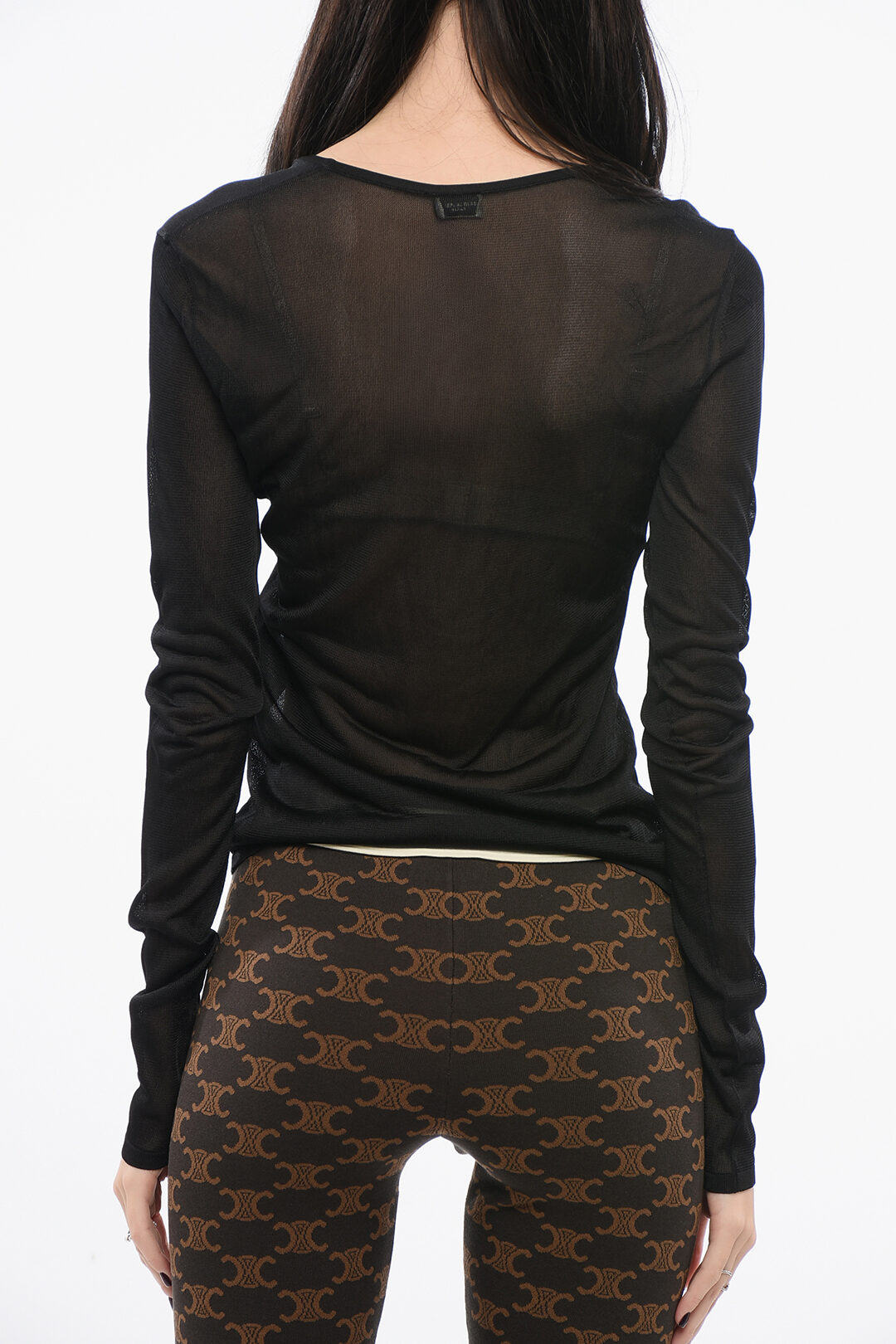 Saint Laurent Semi-sheer Sweater with Deep-U Neckline women - Glamood ...