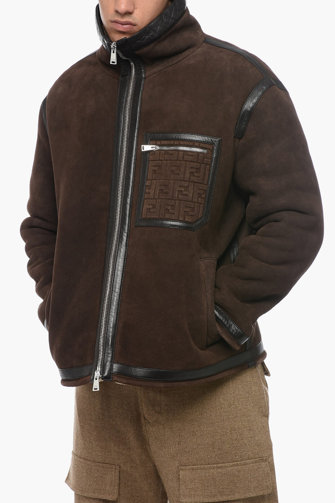 Fendi Shearling Jacket With Embossed Logo Detail men - Glamood Outlet