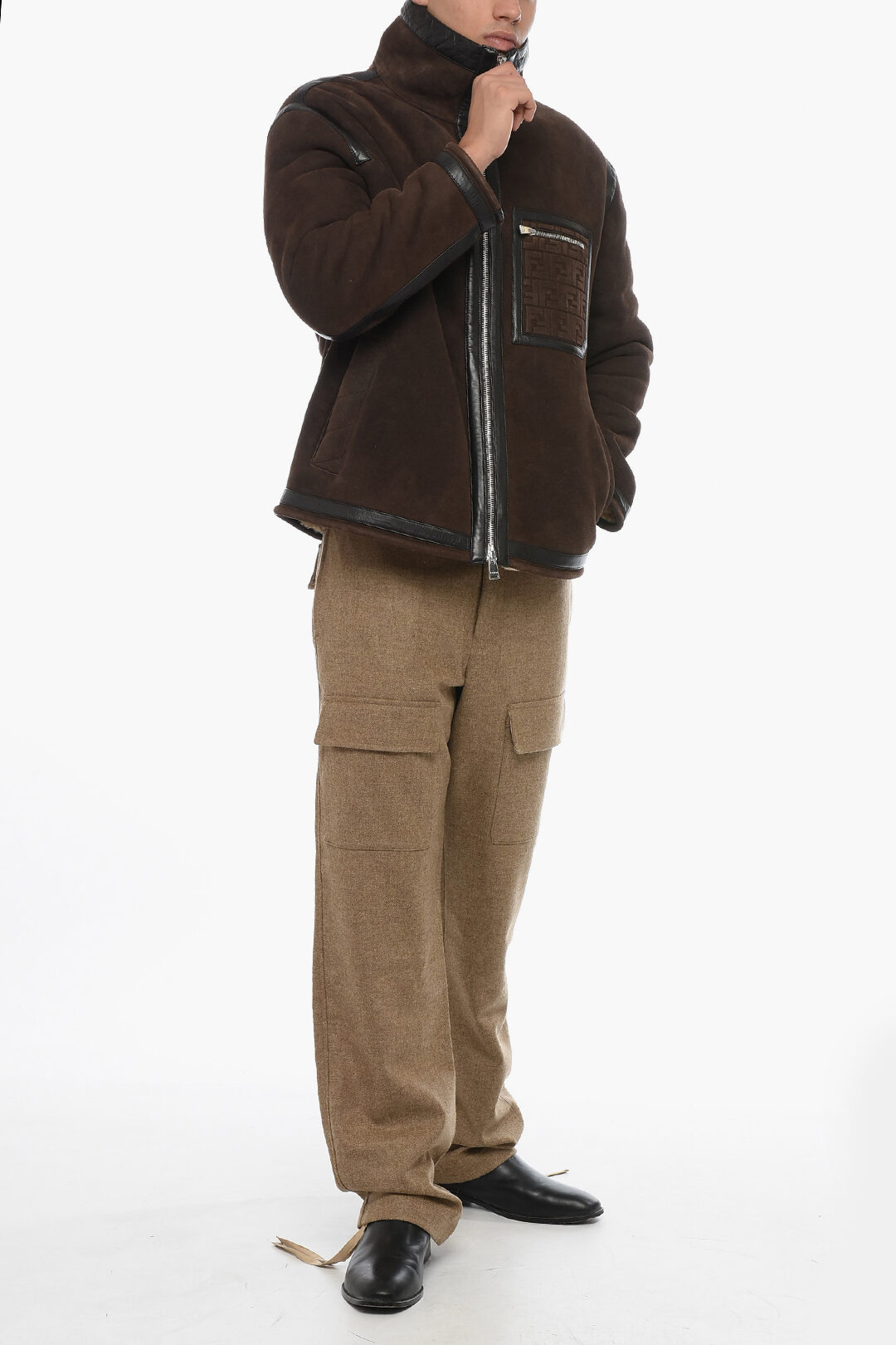 Fendi Shearling Jacket With Embossed Logo Detail men - Glamood Outlet