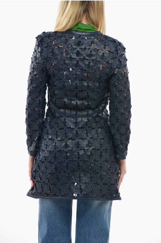 Caban Romantic Sheer Overcoat with Embossed Leather Applications women ...