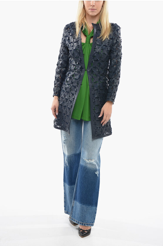 Caban Romantic Sheer Overcoat with Embossed Leather Applications women ...