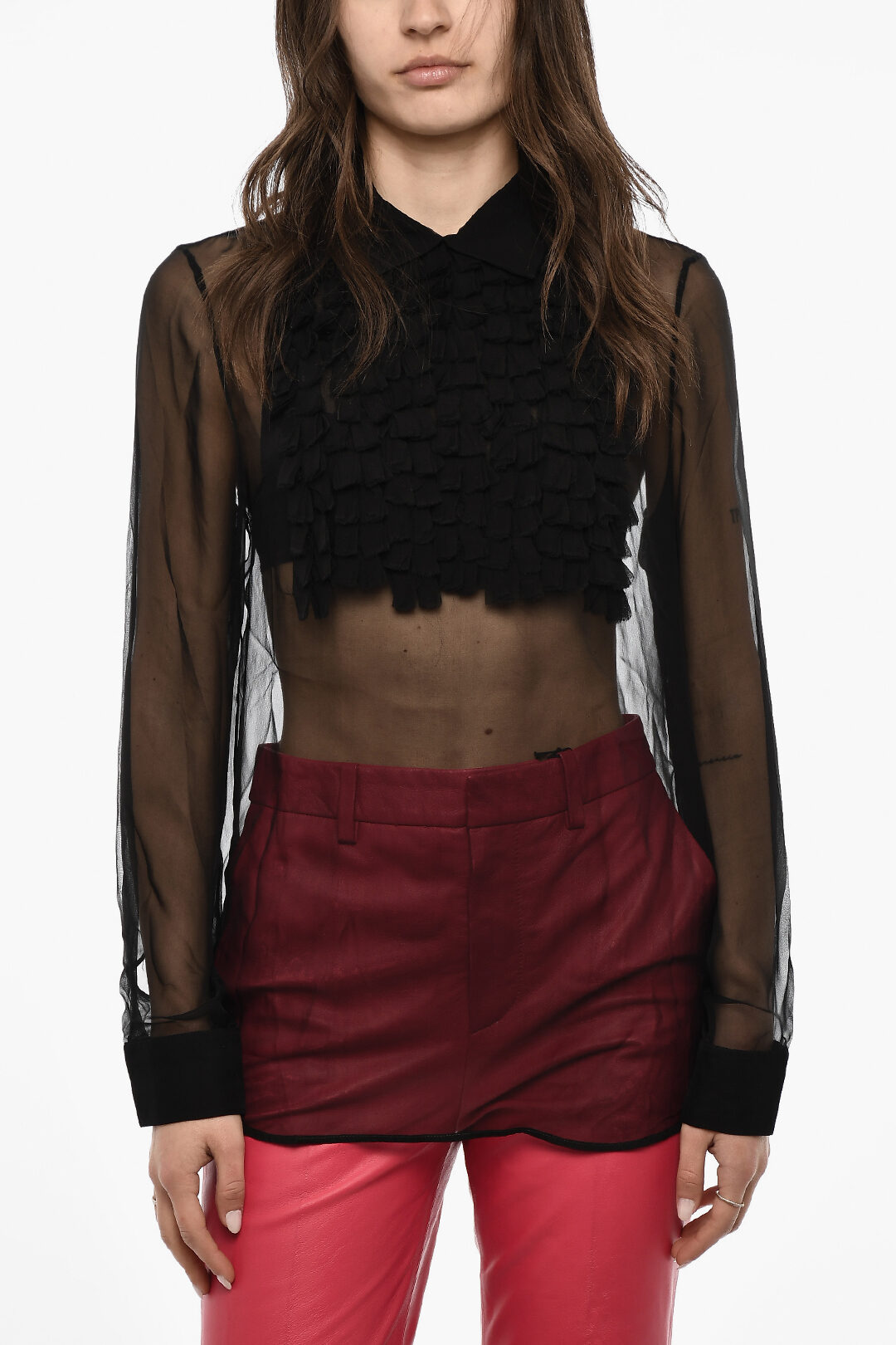 Dsquared2 Sheer Silk Blouse with Draped Collar damen - Glamood Outlet